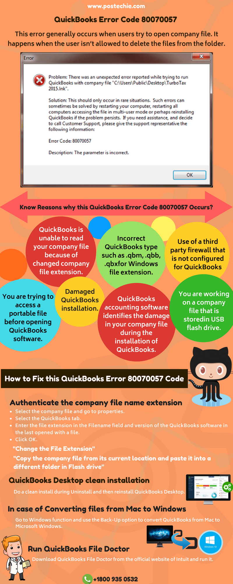 Learn Fix QuickBooks Error Code 80070057 PosTechie 18009350532